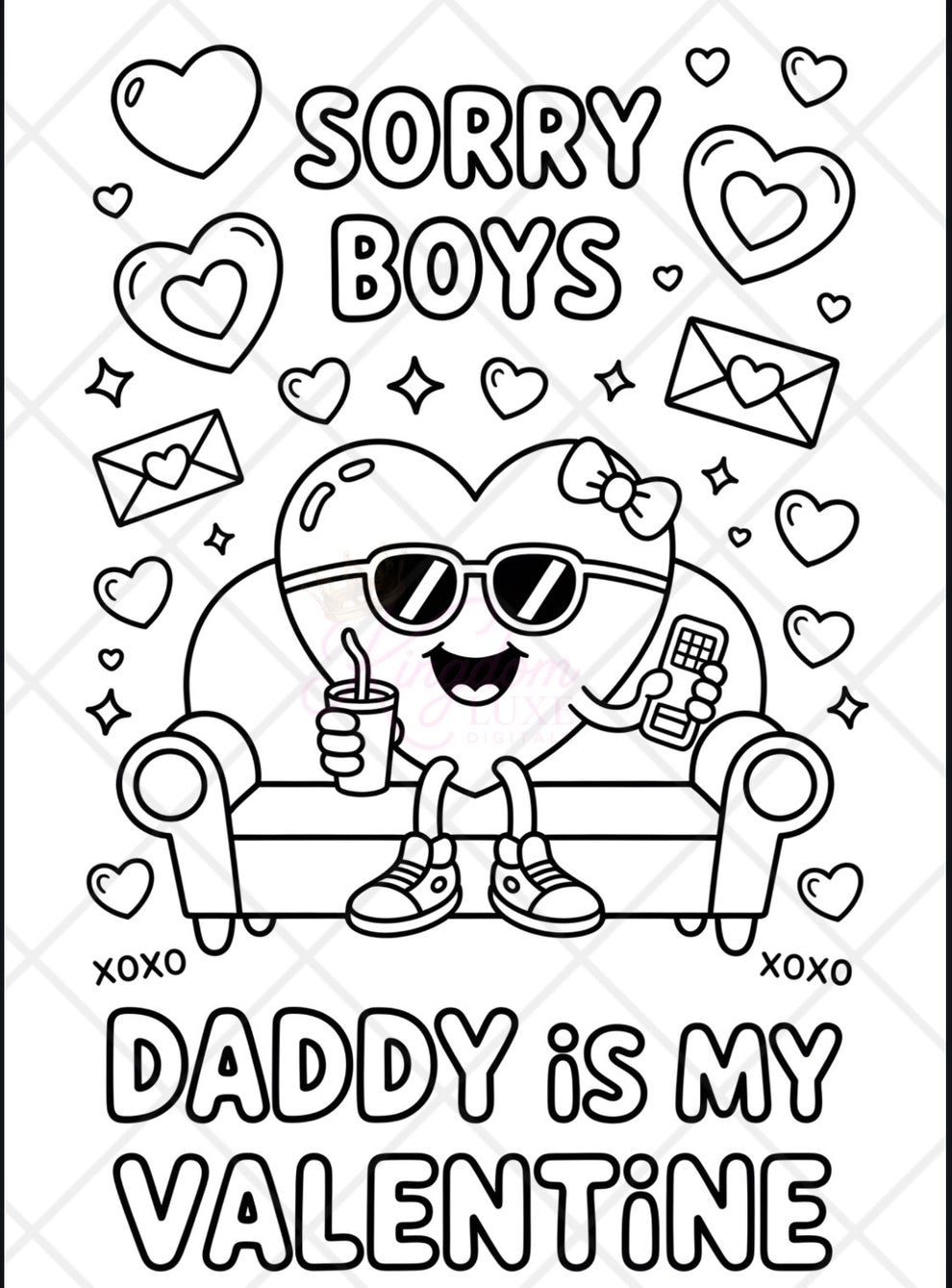 Sorry Boys, Daddy’s My Valentine” – Printable Valentine’s Day Coloring ...